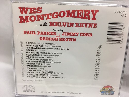 Wes Montgomery with Melvin Rhyne CD (1996) Jazz Like NEW Condition | eBay