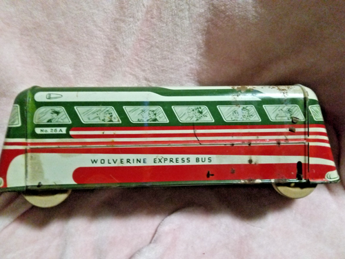 Vintage 1950 Wolverine Express Bus. No.26A green red white Tin Toy ...