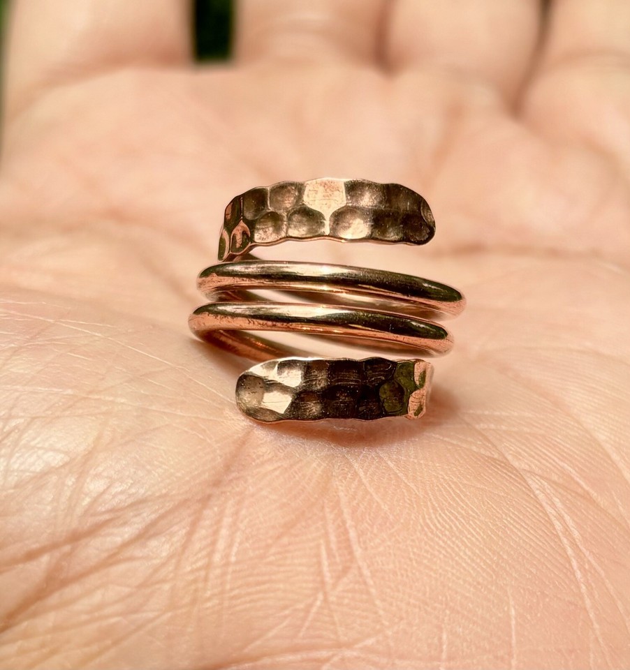 Pure Copper Coil Ring, Hammer Ring, Healing Jewelry, Ring Size US 7 ...
