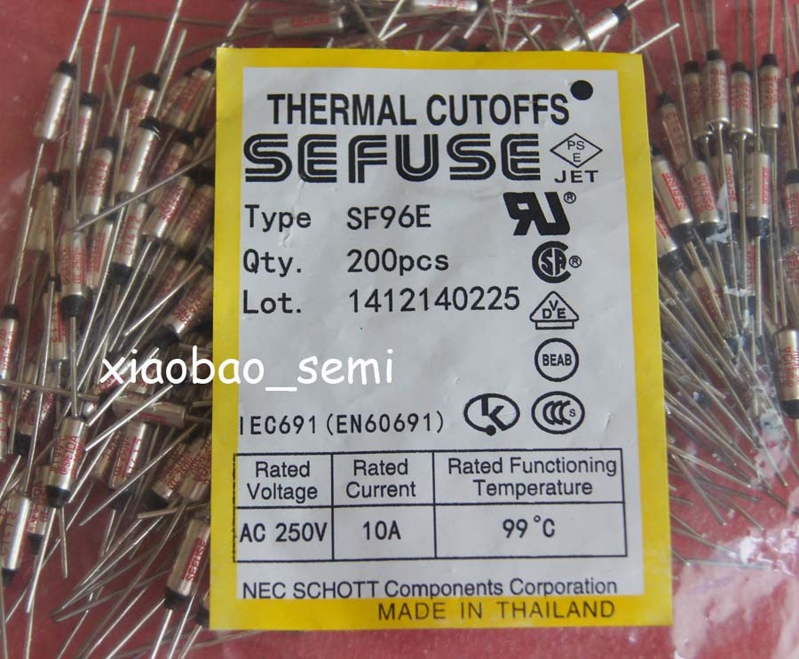 100PCS SF96E SEFUSE Cutoffs NEC Thermal Fuse 99°C 99 Degree 10A 250V | eBay