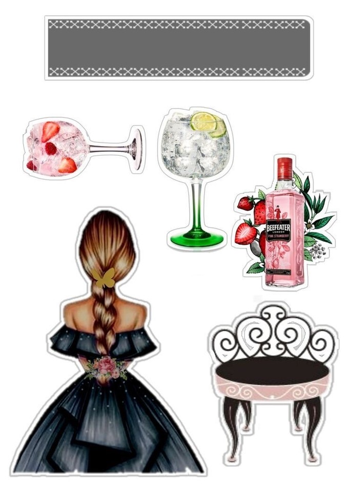 Girl in dress drawing Woman Mom Femme edible printed cake topper | eBay UK