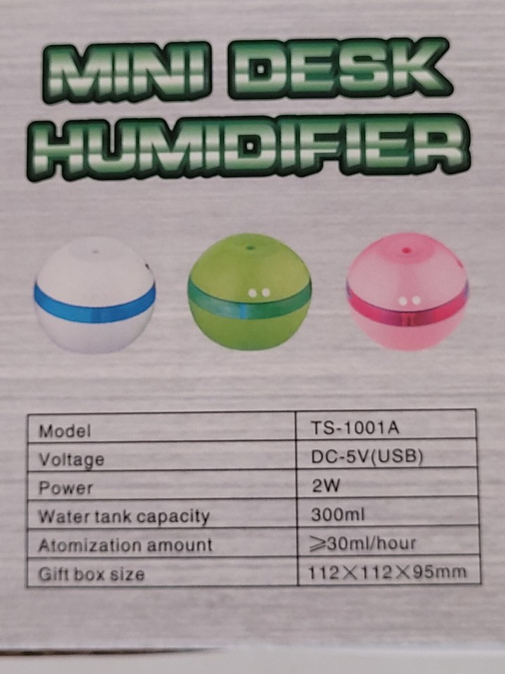 New Portable USB MINI DESK HUMIDIFIER Companion For Home Office/Travel ...