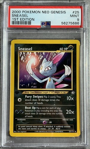 Pokémon Card 1st Edition Sneasel Rare Star PSA 9 Mint Neo Genesis #25 ...