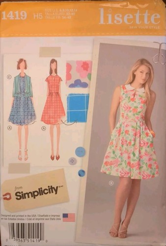 Simplicity Lisette Sewing Pattern 1419 Womens Dress &Jacket Uncut 6 8 ...