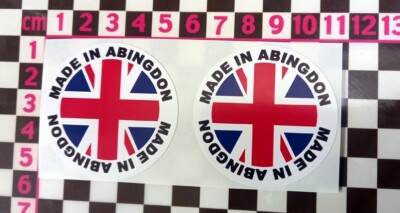 2 x 50mm Round Made in Abingdon Stickers - MGB Midget MGA Magnette MGC ...