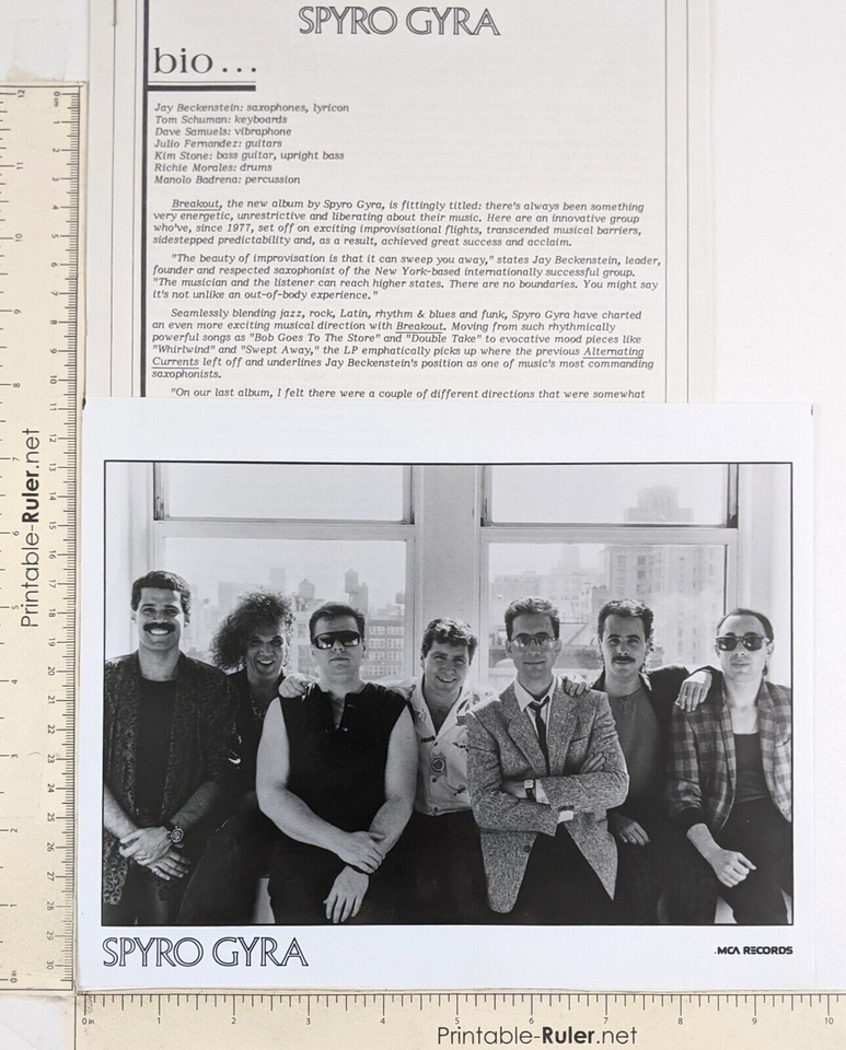 1990s Spyro Gyra Jazz Fusion Band Vintage Press Release Photo Kit MCA ...