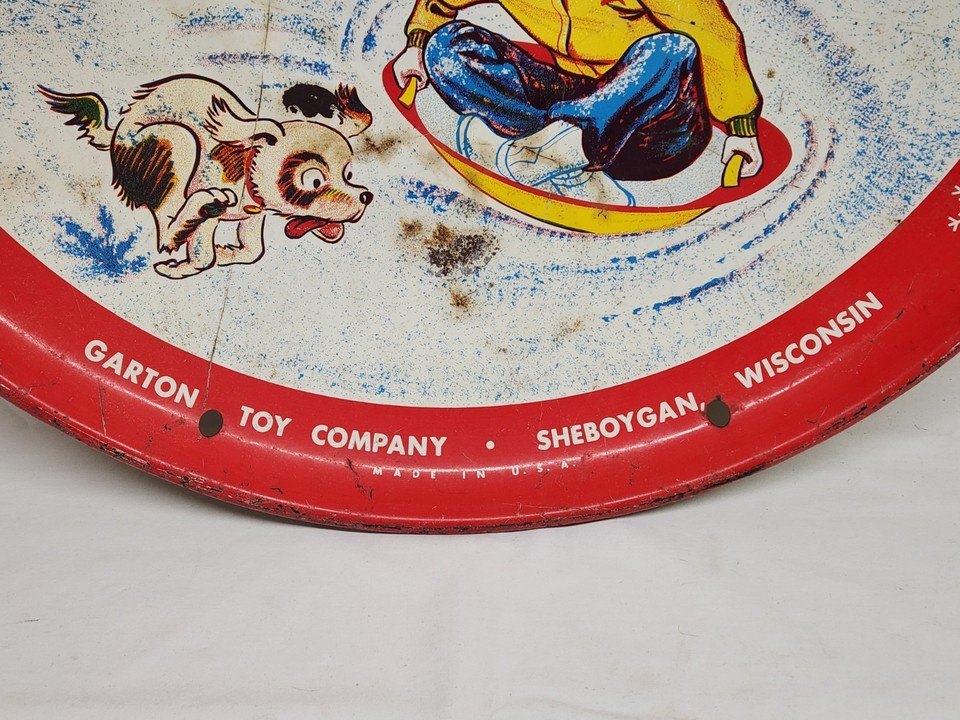 Vintage 1950's SNO-FLAKE Garton Toy Co Sheboygan, WI Metal Snow Saucer ...