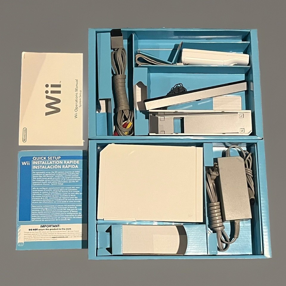 Nintendo Wii Console System Complete Bundle w/ Box Manual NO Wii Sports ...