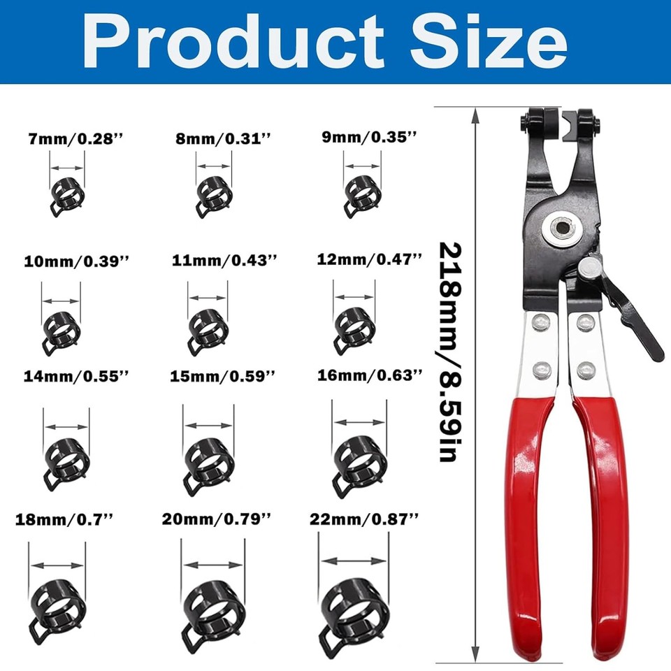 Tnisesm 121Pcs 7-22mm Spring Hose Clamp Assortment kits with Swivel ...