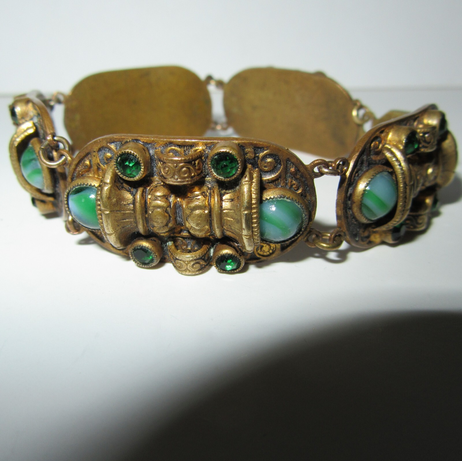 VTG Antique Art Deco Egyptian Revival Neiger Green Turquoise Czech ...