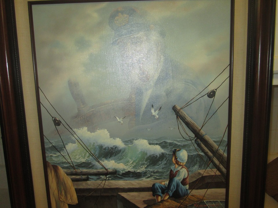 SEA CAPTAIN BY KENNETH SUESS Coastal Original Oil Painting Framed | eBay