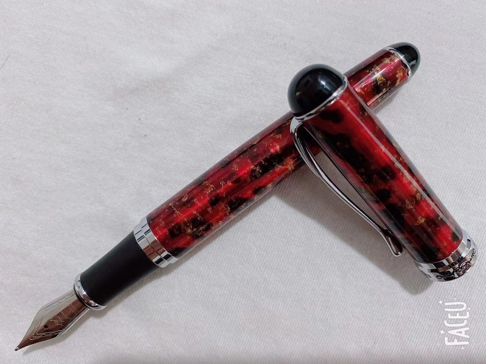 Jinhao X750 Red lce Flower Fountain Pen 0.7mm Broad Nib 18KGP Silver ...