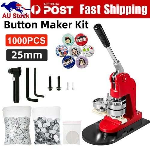 AU 25mm Button Maker Badge Press Machine Circle Cutter 1000pcs Buttons ...