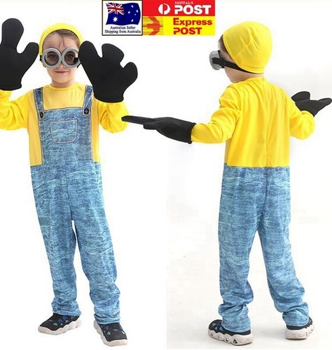 Boys Minions 4 Pieces Costume Party Cosplay Book Week Outfit Jumpsuit ...