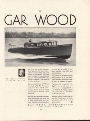 1931 GAR WOOD CRUISER MARYSVILLE MICHIGAN MOTORBOAT MARINE NAUTICAL AD ...