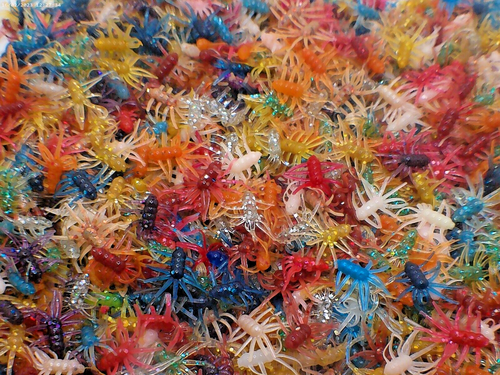 80 Lot MICRO BUG ICE FISHING 3/4 " Mixed Colors Soft Plastic Fishing ...