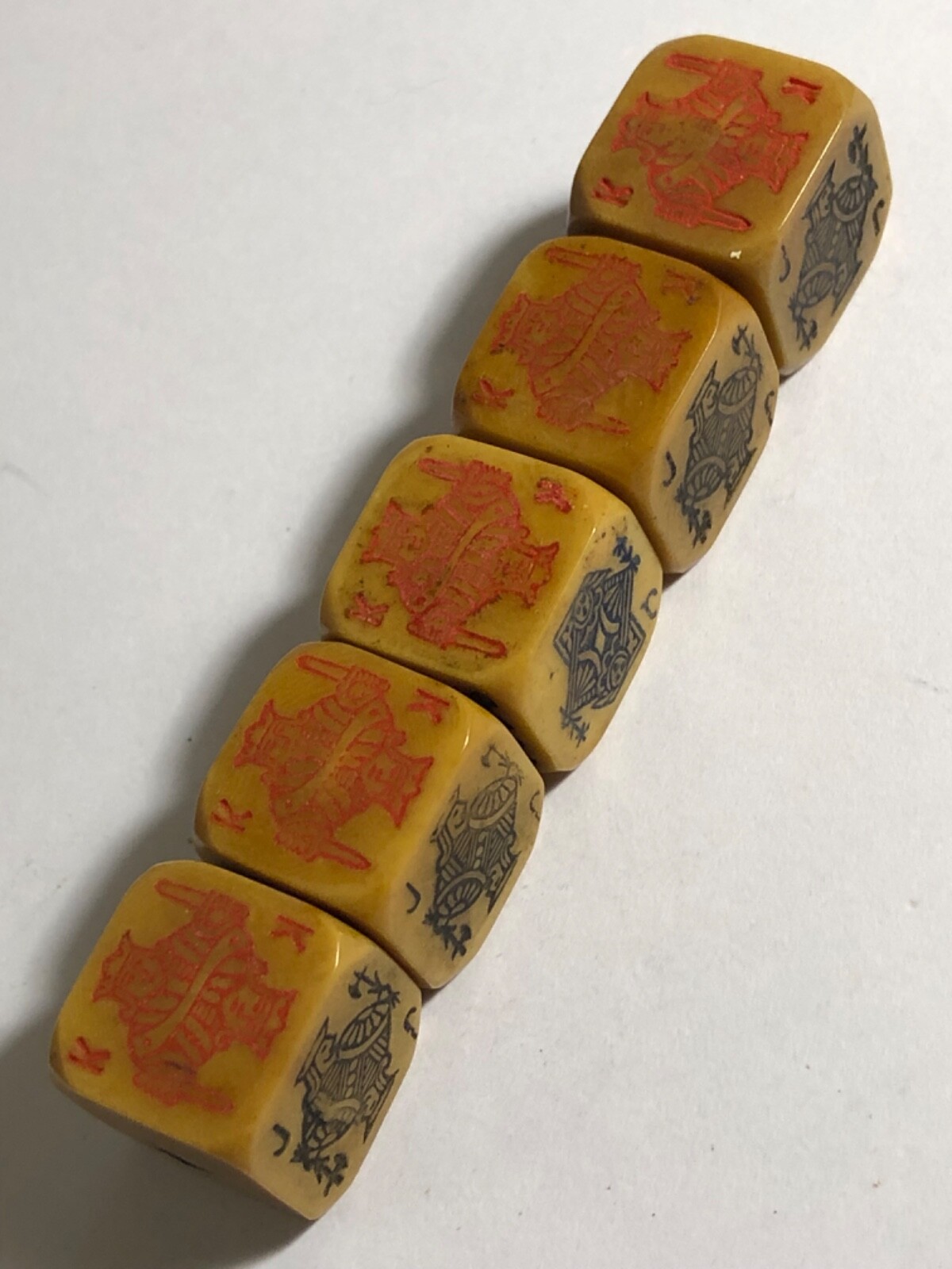 RARE! Late 1800s tagua nut carved poker dice set 041623@ | eBay