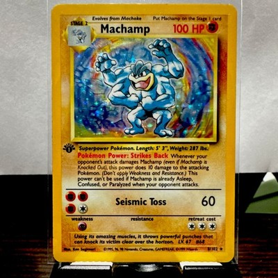 AUTHENTIC 1999 TOPPS 1ST EDITION SUPER RARE HOLO FOIL MACHAMP POKEMON ...