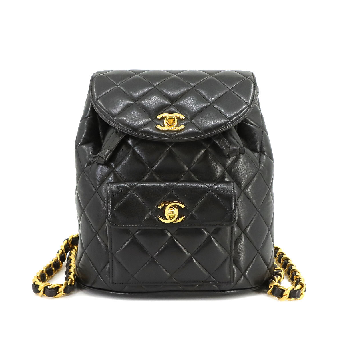 CHANEL Matelasse Chain Backpack Leather Black duma Pu… - Gem