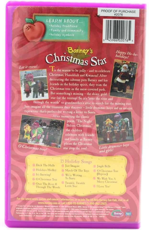 Barney’s Christmas Star VHS Tape 2002 Tape with Purple Case Classic ...