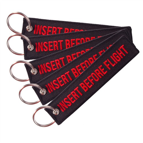 5x Embroidered Black Red Insert Before Flight Pilot Aircraft Keychain ...