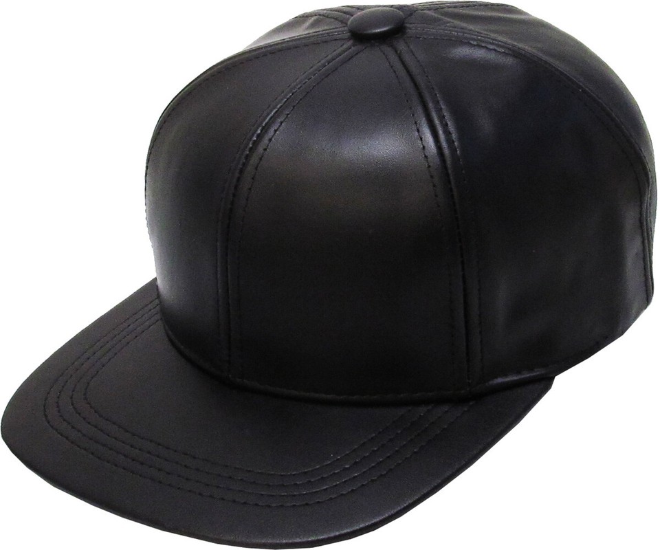 Made In USA 100% Genuine Leather Solid Baseball Ball Cap Adjustable Hat ...