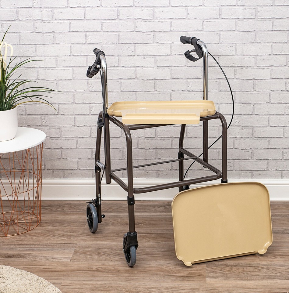 Adjustable Mobility Trolley Hand Brakes Walker Indoor Kitchen 4 Wheels ...
