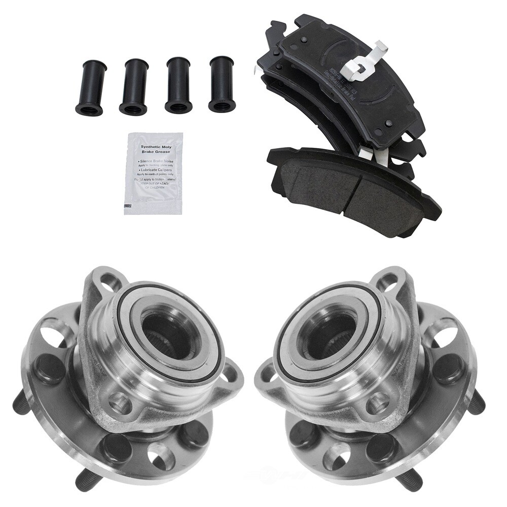 Disc Brake Pad Set-Semi-Metallic 3 Piece Brake Pads with Wheel Bearings ...