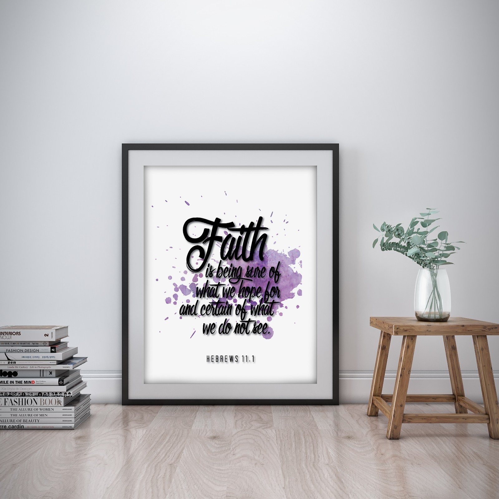 Hebrews 11:1 Bible Inspirational Wall Art Print Motivational Quote ...