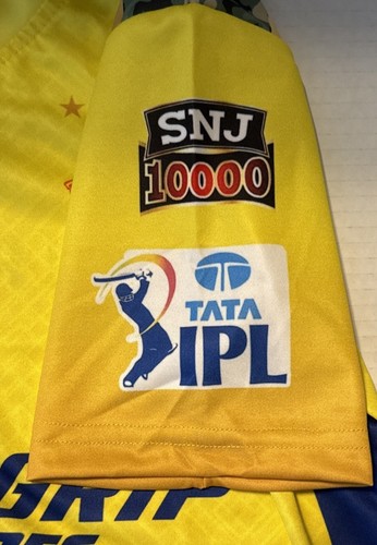 Chennai Super Kings Jersey #7 Dhoni CSK IPL Yellow GULF logos Boys 34 ...