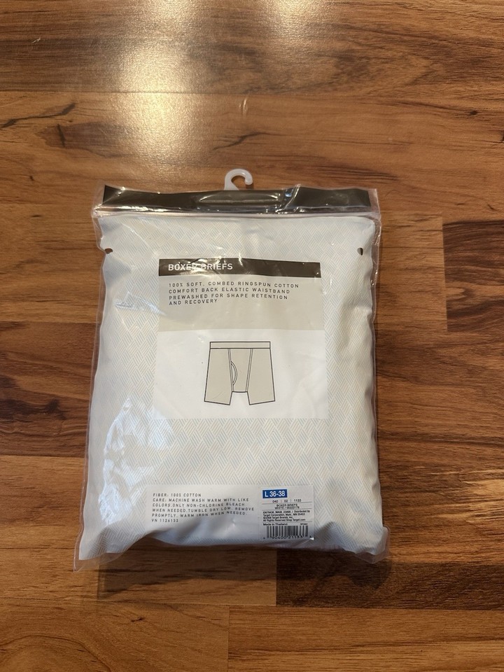 Vintage Merona Boxer Briefs Men’s White Underwear Large 36-38 NEW 100% ...