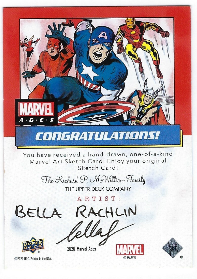 2020 Upper Deck Marvel Ages Sketch Cards of Hawkeye by Bella Rachlin ...
