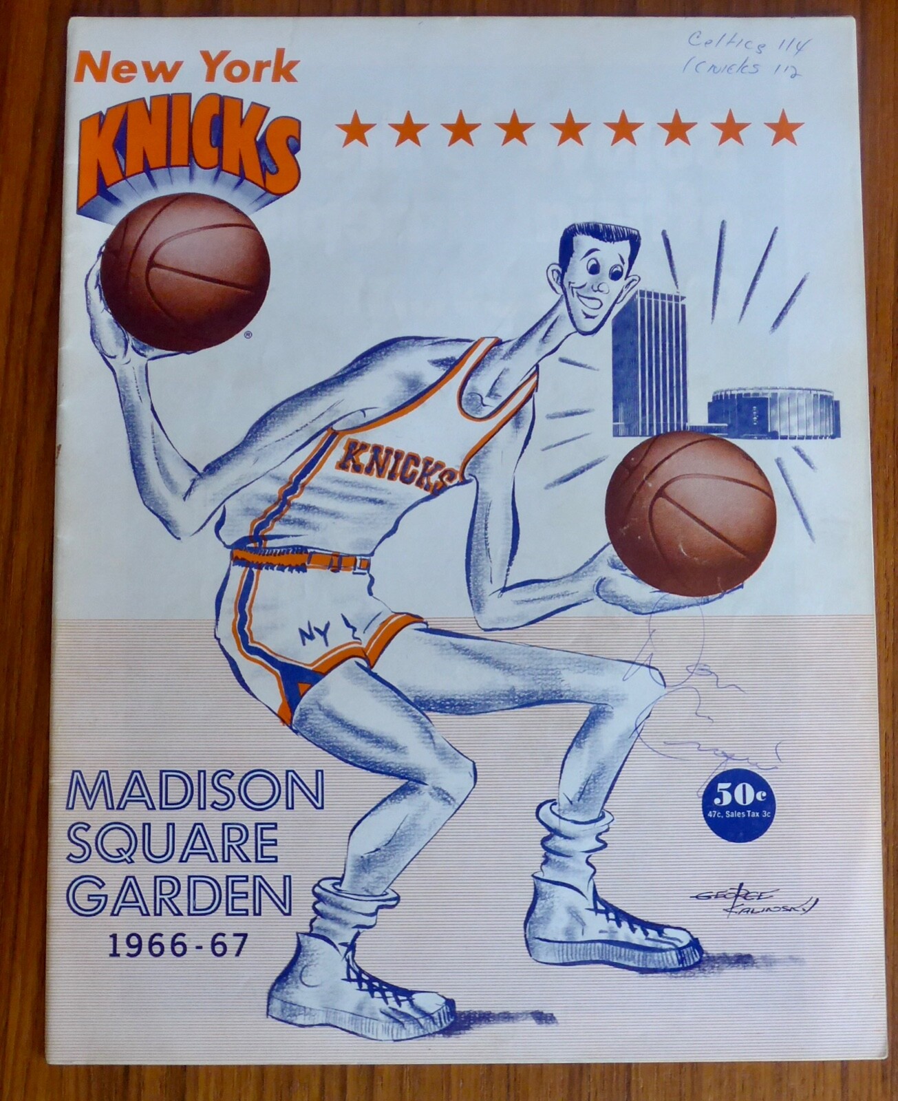 NEW YORK KNICKS vs Boston Celtics 1966-67 MSG program rare (2x) Don ...