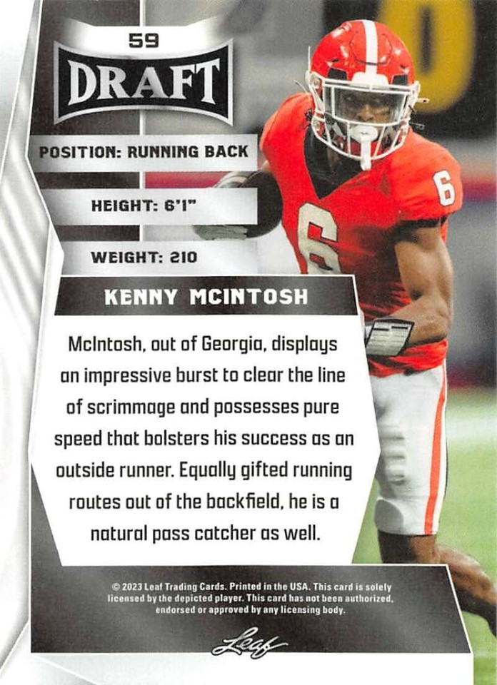 KENNY MCINTOSH RC 2023 Leaf Draft Green #59 ROOKIE NFL XRC ID:89570 | eBay