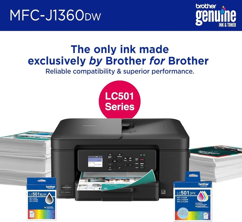 Brother Work Smart 1360 MFC-J1360DW Wireless Color Inkjet All-in-One ...