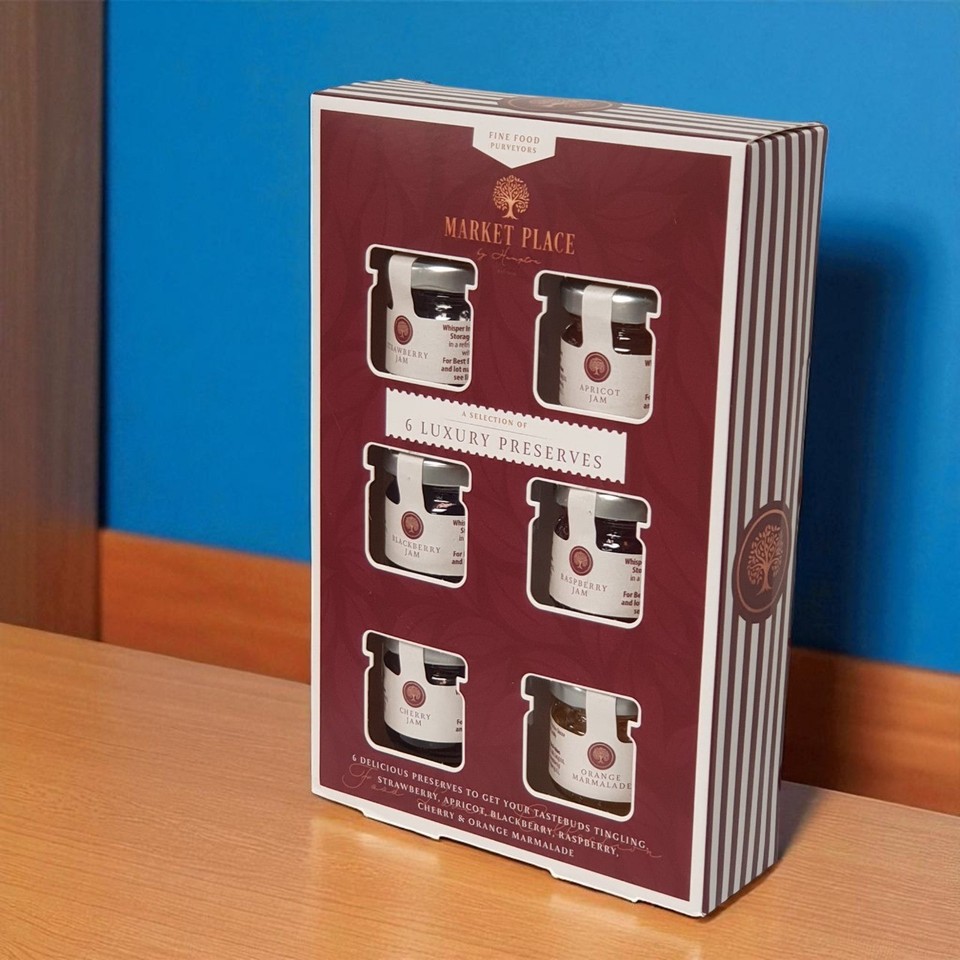 Market Place Luxury Preserves & Chutneys Gift Set 6 Mini Jars Jam ...