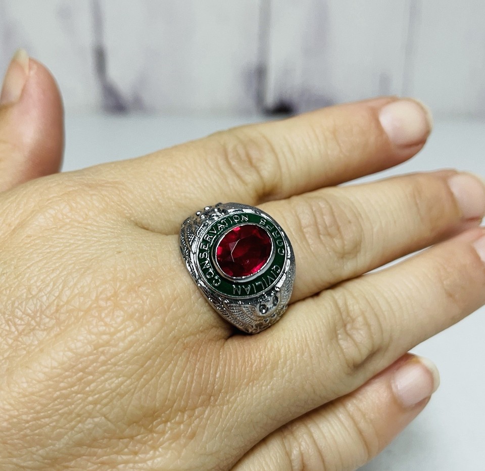 Vintage 1930s Civilian Conservation Corps Sterling Silver Enamel Ring ...