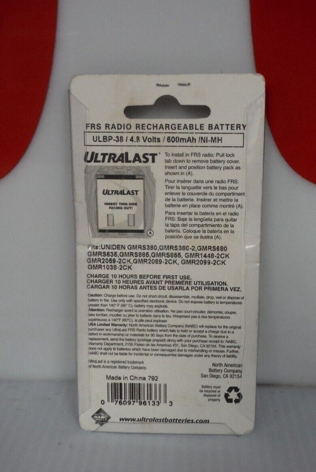 Uniden FRS BP38 Ultralast Rechargable Battery Pack NOS Factory Sealed ...