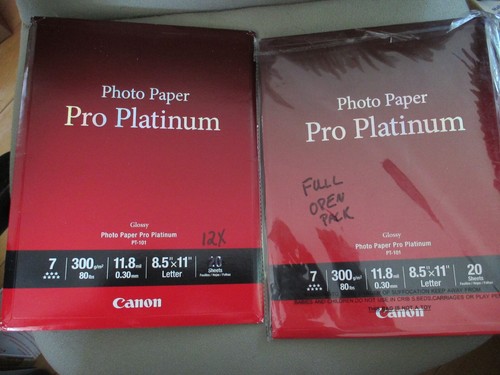 LOT = Canon PT-101 Photo Paper Pro PLATINUM GLOSSY = 32 SHEETS TOTAL 8. ...