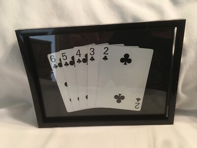 = CLUB SMALL STRAIGHT FLUSH POKER HAND 7.5'' X 5 1/8'' FRAMED CARDS | eBay