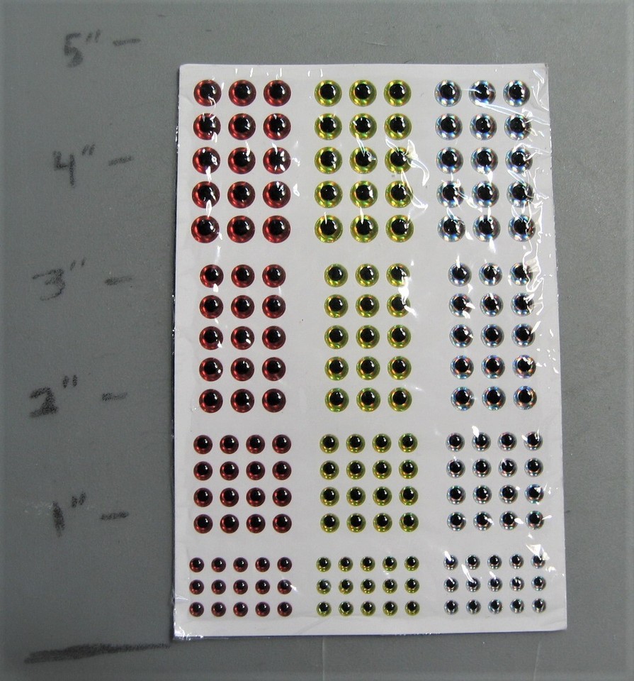 2D Eyes Sampler pack..183 molded eyes (Red, Yellow, Pearl)-3 Colors in ...