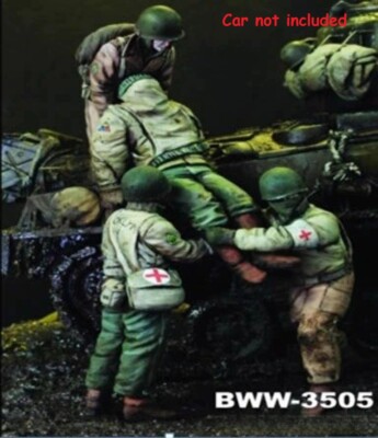 1/72 WW II US "Rescue wounded soldier posture" 4 man unpainted model(3D ...