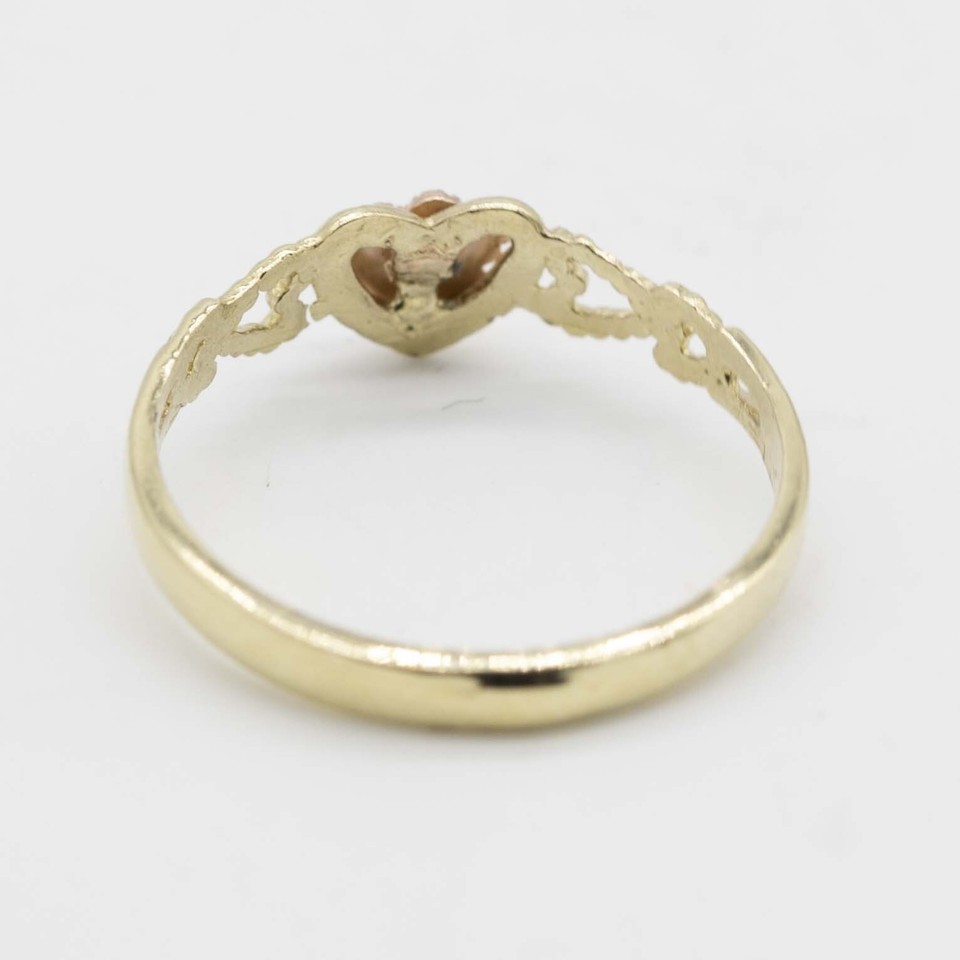 Kids Heart Framed Flower Ring Real 10K Yellow Rose Gold Size 4 | eBay