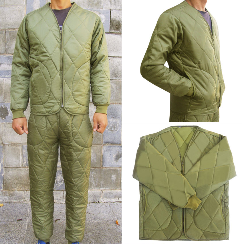 Mens Field Jacket Liners Warm Inner V Neck Quilted Jacket Khaki US XS ...