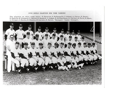 1958 NEW YORK YANKEES CHAMPIONS TEAM 8X10 PHOTO MANTLE BASEBALL HOF USA ...