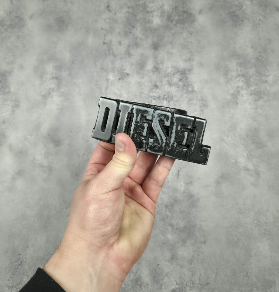 Vintage Diesel Leather Belt Metal Big Logo Men's Made in Italy Rare Y2K ...