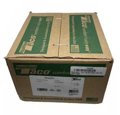 TACO # 0012-SF4 STAINLESS STEEL 1/8 HP CIRCULATING PUMP 115V NSF 372 | eBay