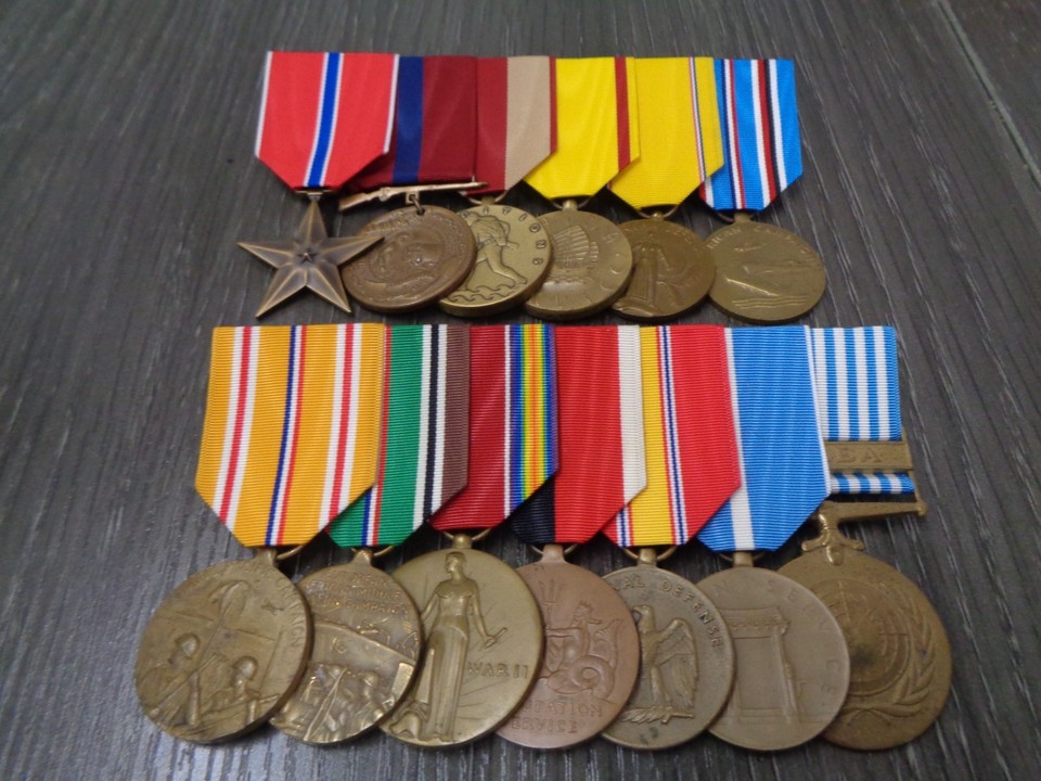 USMC WWII Medal Group lot of 13 Enlisted BRONZE Pro Mount no name ...