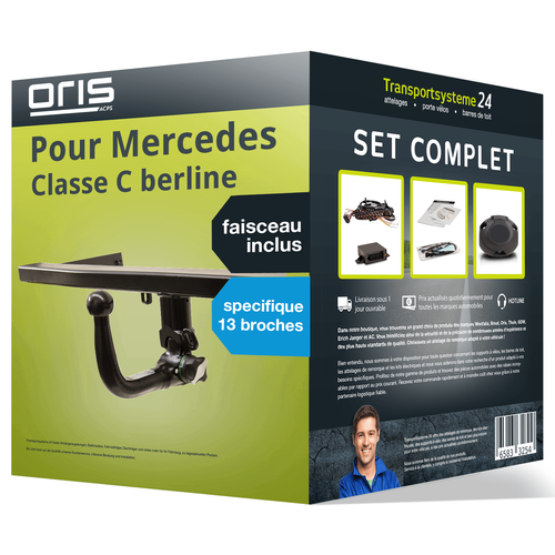 Attelage pour Mercedes Classe C berline 13- Amovible Oris + Faisceau sp ...