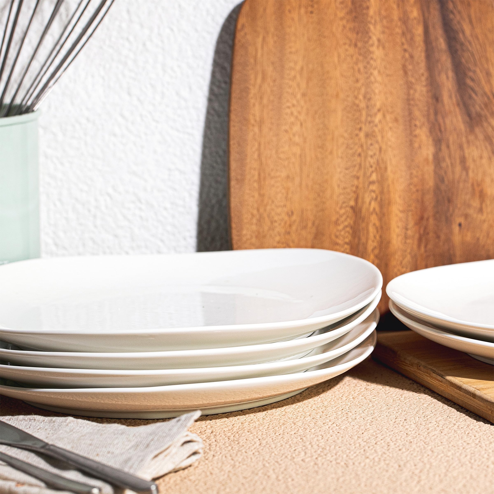 BTaT- White Porcelain Dinner Plates Triangular Set of 6 11 Inch White ...